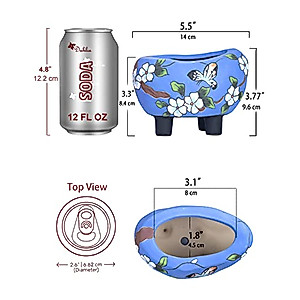 Dahlia Hand Painted Flower Butterfly Ceramic Succulent Planter/Plant Pot/Flower Pot/Bonsai Pot, A