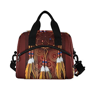 ALAZA Native American Lunch Bags for Women Leakproof Crossbody Lunch Bag lunch Box Lunch Cooler Bag for Women,Nurse,Teachers(7cr0b)