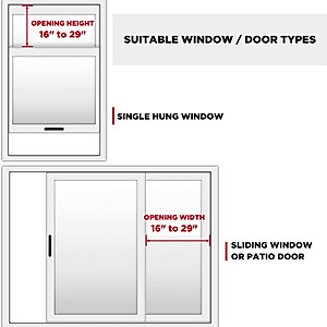 TURBRO Adjustable Window Security Lock Bar, Sliding Door Jammer, Extendable from 15.5" to 29" for Sliding Windows with AC Unit Installed, Stainless Steel