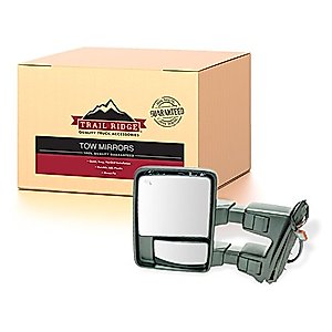 Trail Ridge Towing Side View Mirror Heated Smoked Signal Power Folding Telescoping Driver Side Left LH for Ford Super Duty Trucks (F250, F350, F450)