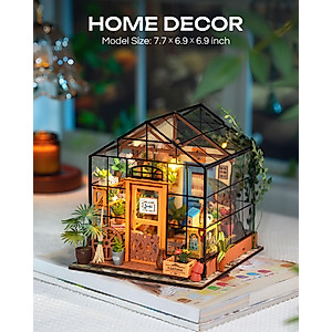 Rolife DIY Miniature House Kit-Mini Diorama 1/18 Greenhouse Model Building Kit with LED, Crafts for Adults Hobby Christmas Birthday Gift for Boys Girls Mom Home Decor (Cathy's Flower House)
