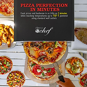 Deco Chef Electric Pizza Oven, 12-Inch Ceramic Stone and Grill, 1800W, Bakes up to 750 Degrees for Countertop Artisan Style Pizza, 13" Double Wall Stainless Steel, Indoor & Portable Outdoor Pizza Oven