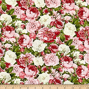 David Textiles Vintage Rose Bouquet Multi Fabric Fabric by the Yard