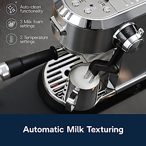 De'Longhi Dedica Maestro Plus Espresso Machine with Automatic Steam Wand for Latte, Cappuccino, Coffee, Stainless Steel, EC950M