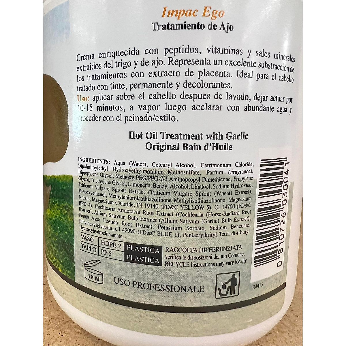 Ever Ego Garlic (33.8oz Each) Shampoo, Mask and Garlic Lotion 4.25oz Set