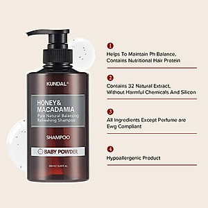 Kundal Honey&Macadamia Hydro-Intensive Protein Premium Nature Hair Shampoo [English Rose] Sulfate Free, Macadamia Oil for Damaged Hiar care, Deep Clean & Hydration 600ml (300ml x2ea) 20.28Fl oz