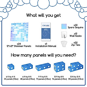 COKAOBE Rainbow Blue Shimmer Wall Backdrop 24PCS Rainbow Blue Sequins Backdrop Decoration Panels, Photo Backdrops for Baby Shower Mermaid Unicorn Birthday Anniversary Wedding Decoration (Rainbow Blue)