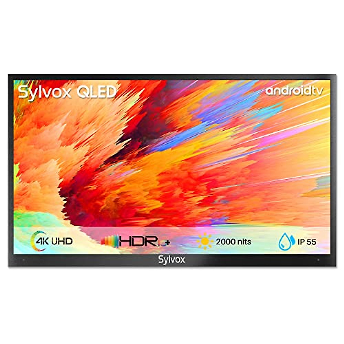 SYLVOX Outdoor TV, 4K QLED Outdoor TV 55 inch 2000 Nits Full Sun, Outdoor Smart Television with Voice Control & Chromecast Built-in, IP55 Weatherproof TV for Outside (Pool Pro QLED Series)