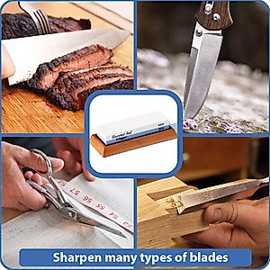 Whetstone Knife Sharpener by Gourmet Tool - 1000/6000 Knife Sharpening Stone - Waterstone Grit with Non-Slip Bamboo Base Flattening Stone and Angle Guide - Best Wet Stone Kitchen Knives Gift Ideas