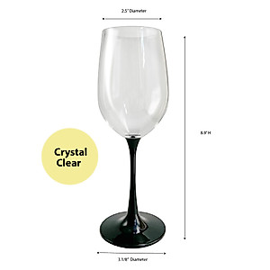 Lily's Home Unbreakable Stemmed White Wine Glasses, Made of Non Breakable Shatterproof Plastic, Indoor and Outdoor Drinkware, Reusable and Dishwasher-Safe, 13 oz. Each, Set of 4 (Black Stem)