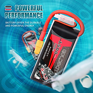 GOLDBAT 4S 1500mAh 100C 14.8V LiPo Battery Pack with XT60 Plug for Heli Airplane Drone FPV Racing (2 Packs)