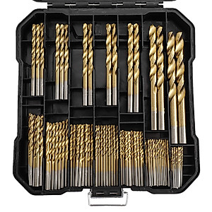 Yaegoo Titanium Twist Drill Bit Set High Speed Steel for Steel, Wood, Plastic, Metal, Copper, Aluminum Alloy with Storage Case (99 PCS)