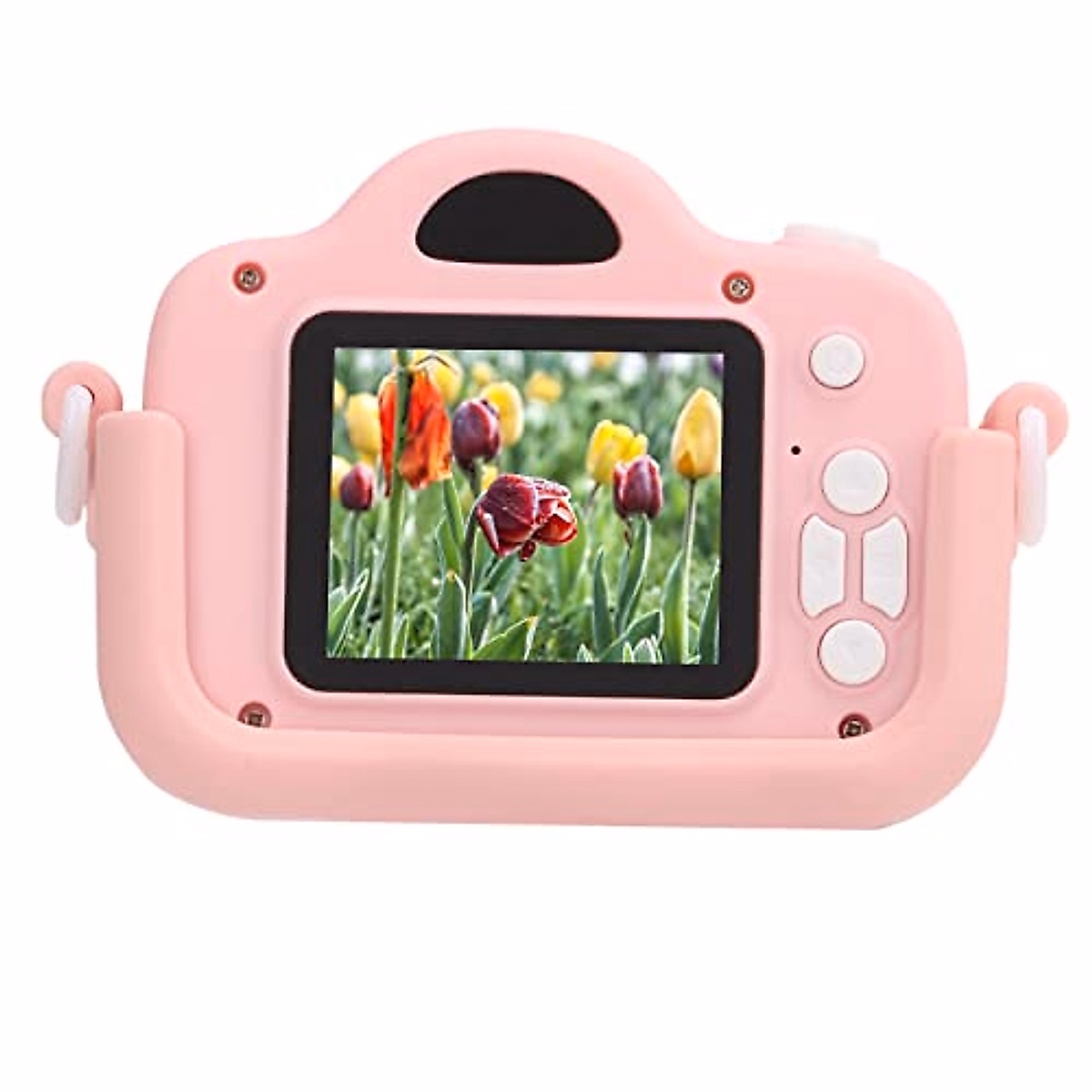 Jopwkuin Digital Camera for Kids, Music Play Rounded Shape Design Kids Camera 1-4x Anti Skid for Taking Pictures Recording for Gift(Pink)