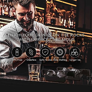 4 Piece Crystal Clear Ice Cube Maker - Square Ice Cube Mold Makes Large Square Ice Cube for Cocktails & Drinks - Clear Ice Maker with Silicone Container - Durable, Freezer-Safe, Food-Safe - 7Grand