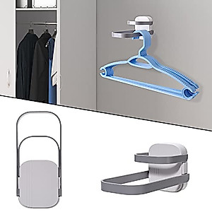 BULFULL Hanger Organizer No Punching Hanger Storage Rack, Foldable Hanger Storage Holder Hanger Organizer Rack Double Layer, Hanger Holder Stand Hanger Organizer Stacker for Closet Laundry Room (Grey)