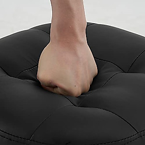 Furniliving PU Leather Vanity Chair, 360° Swivel Makeup Chair Adjustable Height Vanity Stool for Makeup Room, Round Modern Ottoman Stool Chair, Small Stool for Living Room, Bedroom, Black