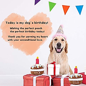 lilfrd Dog Birthday Cake Toy - Dog Birthday Girl Boy Gifts, Squeaky Plush Dog Birthday Toy