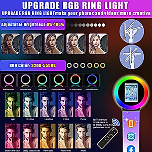 RDYMONKEY Portable Photo Booth for 12.9" Ipad, Metal Shell Stand Selfie Machine with Advertise Light Box, Adjustable RGB LED Ring Light,for Parties, Wedding, Exhibition, Rental Business