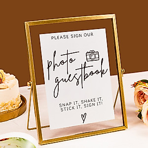 Calculs Please Sign Our Guest Book Sign For Wedding Photo Guest Book Sign Gold Floating Picture Frame Wedding Signs Place Card/Menu Holder 10”x8” Please Sign