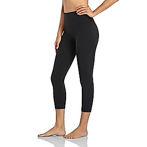 HeyNuts High Waisted Yoga Capris Leggings for Women, Buttery Soft Workout Cropped Pants Compression 3/4 Leggings 21'' Black XS(0/2)
