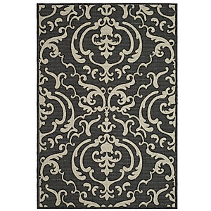 SAFAVIEH Courtyard Collection 6'7" x 9'6" Black / Sand CY2663 Indoor/ Outdoor Waterproof Easy-Cleaning Patio Backyard Mudroom Area-Rug