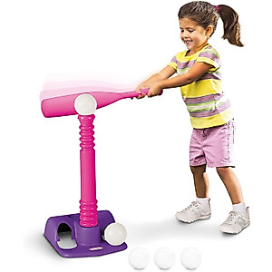 Little Tikes Easy Score Basketball Set (Pink, 3-Balls) and T-Ball Set (Pink, 5-Balls) - Bundle