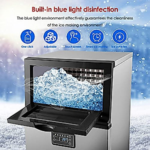 BESRTWE Commercial Ice Maker 100LBS/24H, Large LCD Display, Under Counter 403 Stainless Steel Ice Machine with 22LBS Storage Bin, 36 Ice Cubes/Cycle, Perfect for Home, Bar, Office, Restaurant