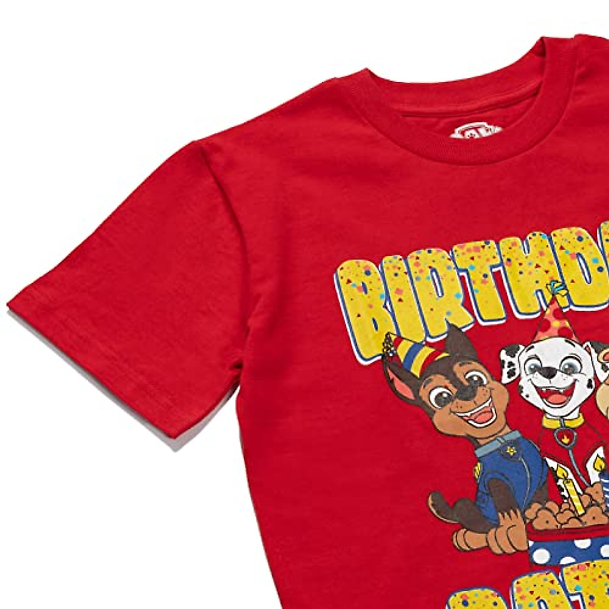 Paw Patrol Nickelodeon Chase Rubble Marshall Birthday Little Boys Graphic T-Shirt Red 6