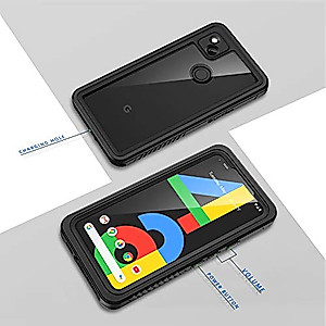 Lanhiem Pixel 4a Case, IP68 Waterproof Dustproof Shockproof Case [NOT Fit 5G Version] with Built-in Screen Protector, Full Body Underwater Protective Cover for Google Pixel 4a (4G Only), Black/Clear