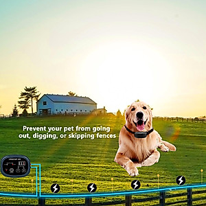 UltraCrab Basic In-Ground Pet Fence - Underground Electric Pet Fence System with Waterproof and Rechargeable Training Collars - Electric Fence for Dogs