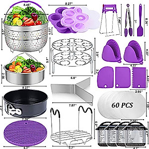 Accessories for Instant Pot, Sugaroom 100 PCS Pressure Cooker Accessories Set Compatible with Instant Pot Accessories 6 qt 8 quart-2 Steamer Baskets, Springform Pan, Egg Rack, Egg Bites Mold and More