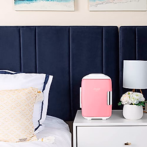 Cooluli Skincare Mini Fridge for Bedroom - Car, Office Desk & Dorm Room - Portable 4L/6 Can Electric Plug In Cooler & Warmer for Food, Drinks, Beauty & Makeup - 12v AC/DC & Exclusive USB Option, Pink
