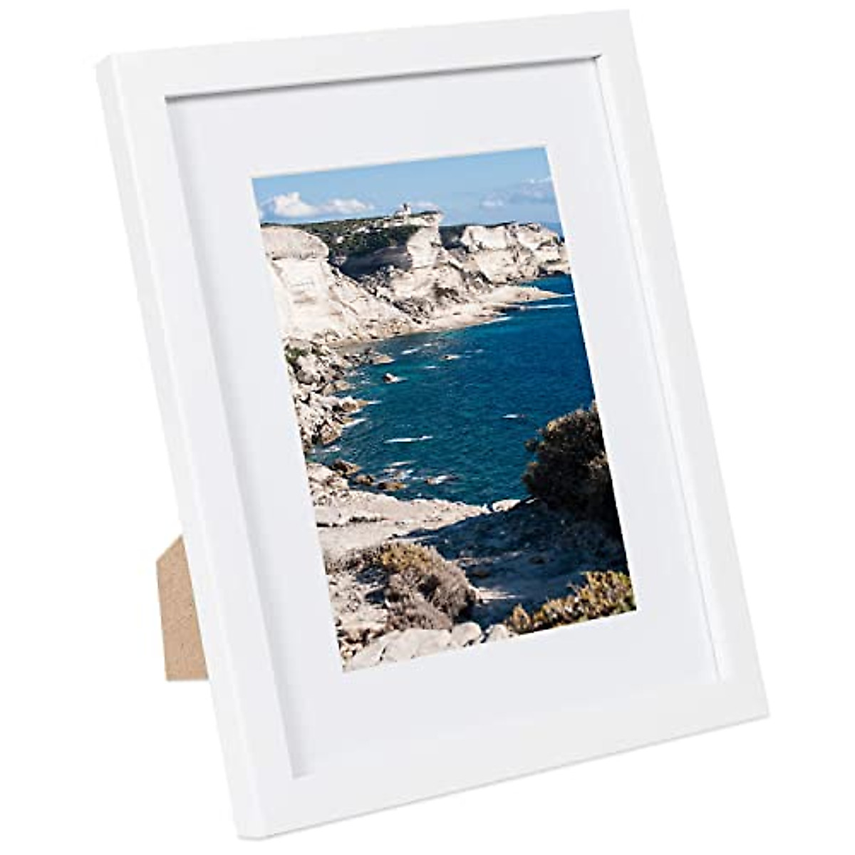 BOANKODU 8x10 Picture Frame Set of 2, Made of High Definition Transparent Plastic for 5x7 with Mat or 8x10 Without Mat, Wall Mounting Photo Frames, White