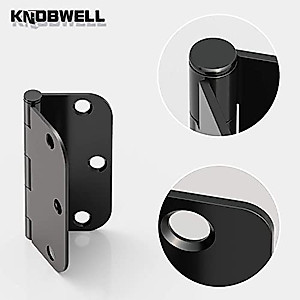 KNOBWELL 36 Pack Door Hinges Black Matte 3.5 inch 5/8 Radius, 3.5" x 3.5" Heavy Duty Hinges for Doors Interior Exterior