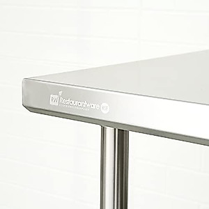 Restaurantware Kitchen Tek 16-Gauge 304 Stainless Steel Commercial Work Table - Medium Duty, 4" Backsplash, Undershelf - 30" x 60" - 1 count box,Silver