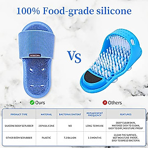 TATBOOMU Shower Foot Scrubber,Soft Silicone Bristles with Non-Slip Suction Cups - Cleans,Smooths,Exfoliates & Massages Your Feet Without Bending,Improve Circulation & Soothes Tired Feet (1PCS Blue)