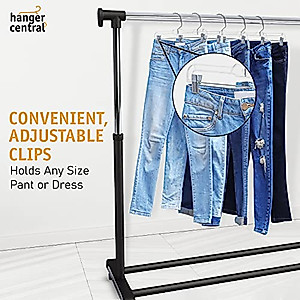 Hanger Central Space Saving Heavy Duty Slim Clear Pants Hangers, Ridged Non-Slip with Adjustable Pinch Clips, 360-Rotating Chrome Swivel Hook, 14 Inch, 25 Pack