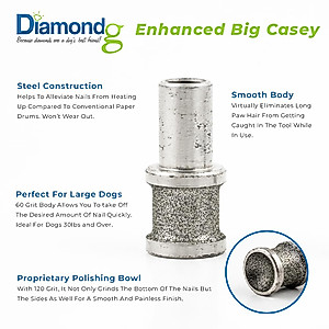 Diamondg - Professional Diamond Nail Rotary Nail Grinder Bit Dogs - Painless Nail Trimmer Bits Won't Pull Hair or Get Hot - Pack of 1 (Large)