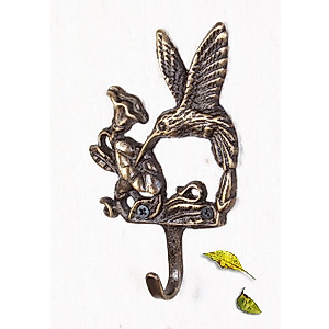Decorative Brass Hummingbird Wall Hook - Set of 5 Pieces