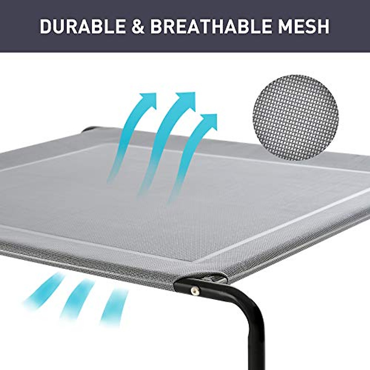 Western Home Elevated Dog Bed cot, Raised Portable Pet Beds for Extra Large Medium Small Dogs with Breathable Mesh, Indoor and Outdoor, Stable Frame & Durable Supportive Teslin Recyclable Mesh