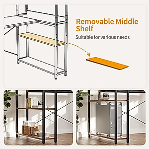 CubiCubi Computer Corner Desk with Storage Shelves, 47 Inch Reversible L Shaped Desk with Bookshelf, Home Office Writing Desk with Hooks, Small L Study Table, Rustic Brown