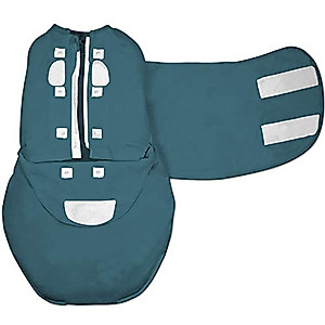 embé 2-Way Starter Swaddle Blanket Wrap and Beanie for Babies 0-3 Months - Spruce, 6-14 lbs | Legs In & Out Design | Secure Zipper Stops Unraveling | Stage 1 Sleep