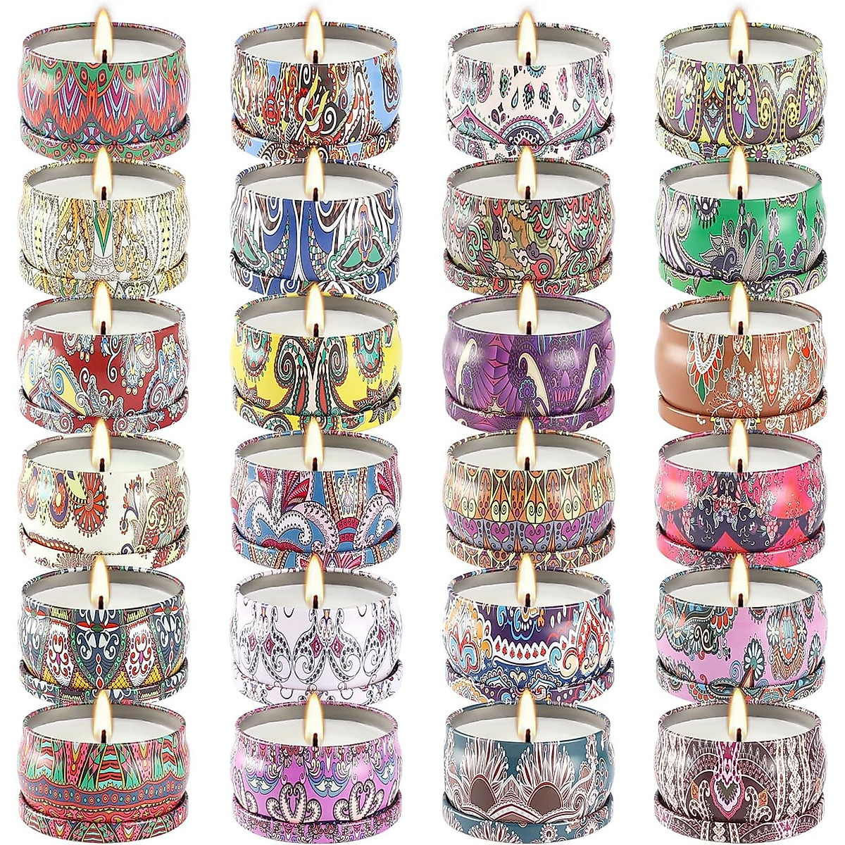 12Pack Cartoon Scented Candles Gift Set 2.5oz Strong Fragrance Aromatherapy Candles Natural Soy Wax Candles Portable Travel Tin Jar Candles Gifts for Home Scented Decoration,Valentine'sDay Mother'Day