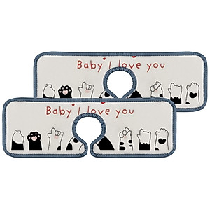 Kitchen Faucet Absorbent Mat 2 Pieces Draw Cat Paws I Love You Faucet Sink Splash Guard Bathroom Counter and RV,Faucet Counter Sink Water Stains Preventer