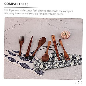 Homoyoyo 8pcs Cutlery Storage Bag Spoon Pouch Spoon Carrying Case Japanese Tableware Bags Outdoor Tableware Pouch House Fan Flatware Bag Travel Storage Bags Portable Linen