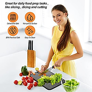 Viretang Plastic Cutting Board, 1 Pieces Dishwasher Safe Cutting Boards for Kitchen with Juice Grooves, Non-Slip, Reversible and Knife-Friendly with Built-in Sharpener & Grinding Area（Black）