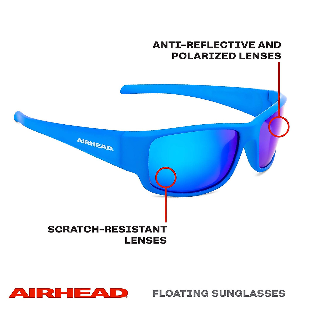 AIRHEAD Sport Polarized Round Sunglasses, Blue, Adult
