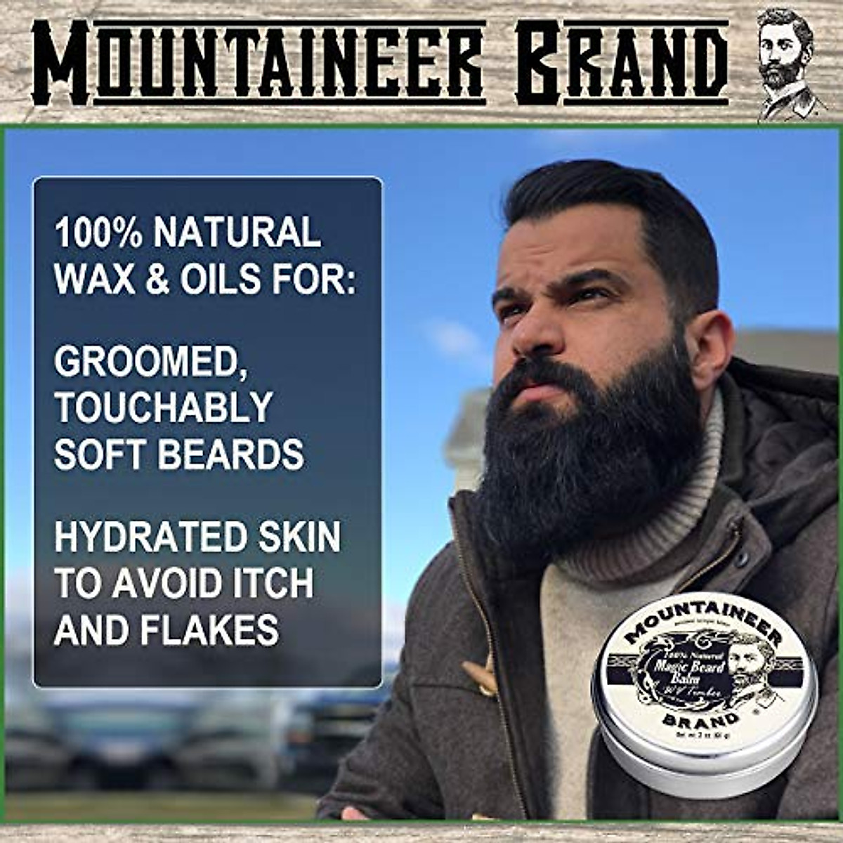 Mountaineer Brand Beard Grooming Kit for Men | Beard Oil, Conditioning Balm, Wash, Brush | Mustache Growth Essentials | WV Citrus & Spice Scented