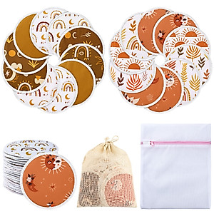 Berlune 20 Pcs 4.7" Reusable Nursing Pads Washable, Cotton Soft Breast Pads, Absorbent Nipple Pads with Storage Bag and Laundry Bag for Breastfeeding Pumping Bra