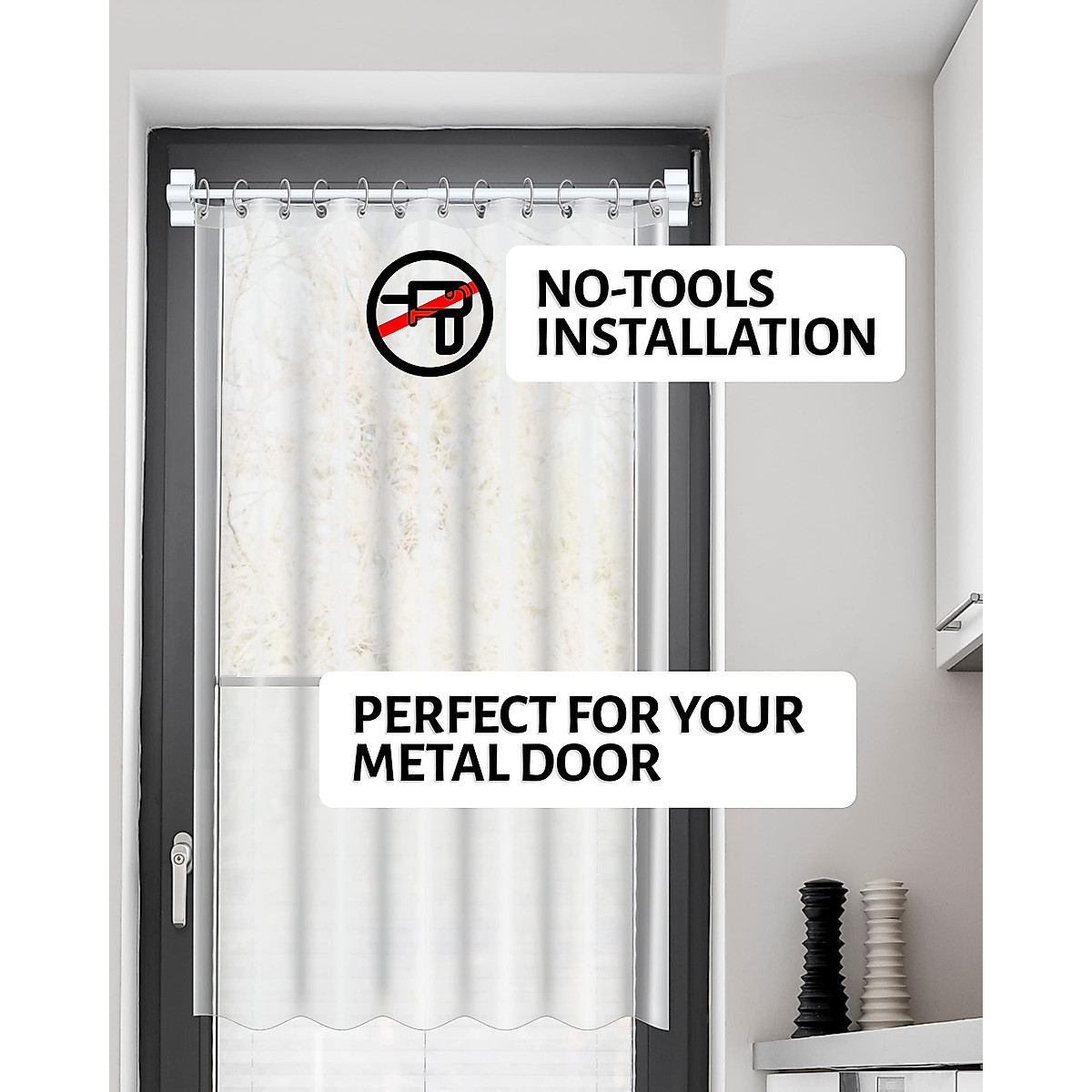 Skywin Magnetic Towel Holder for Refrigerator - 2 Pack Small Magnetic Curtain Rod for Metal Door with Adjustable Length - Fits Towels and Easily Attachable (White)